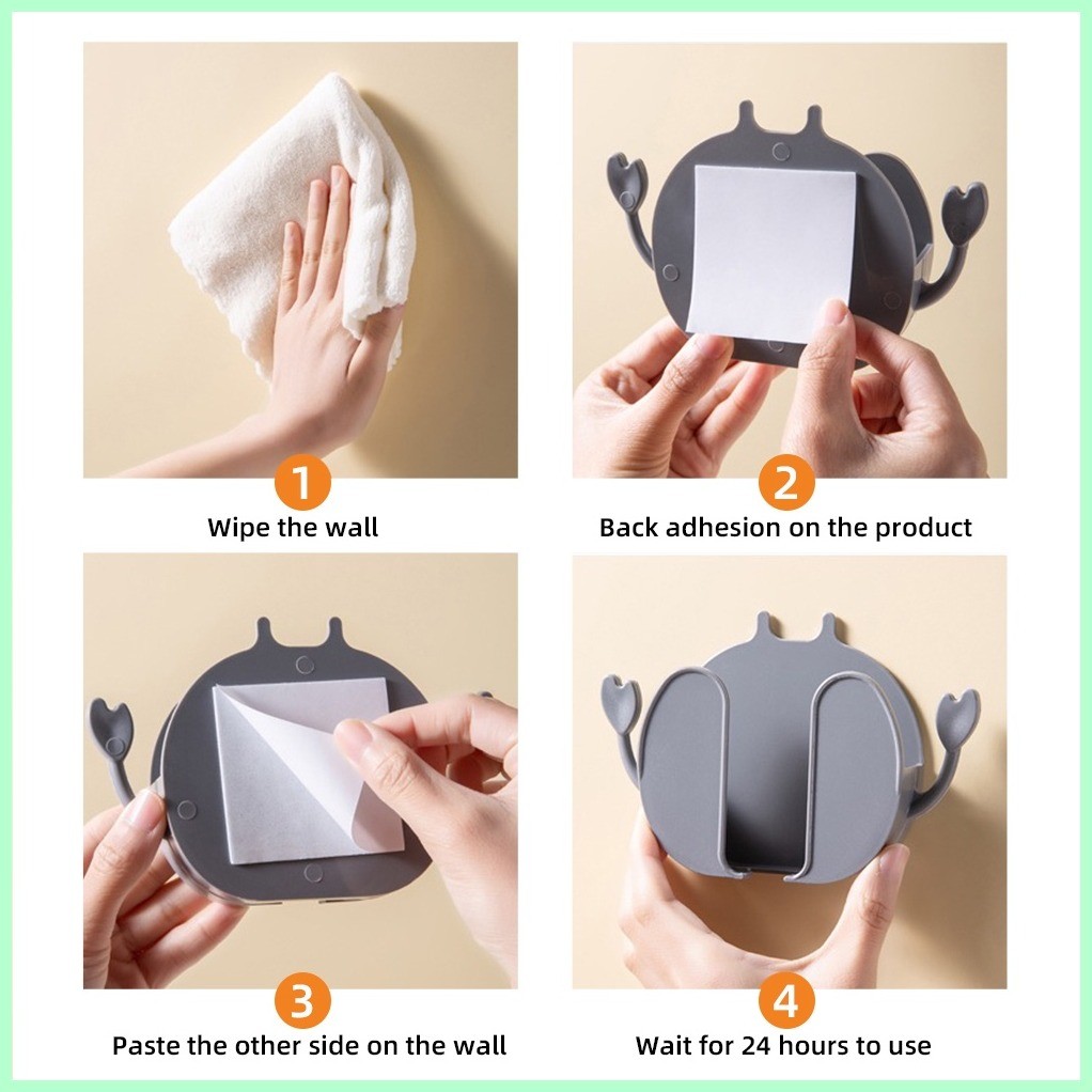⋃ ⊰ Cute Crab Wall-mounted Storage Box Home Organizers Bathroom Kitchen ...