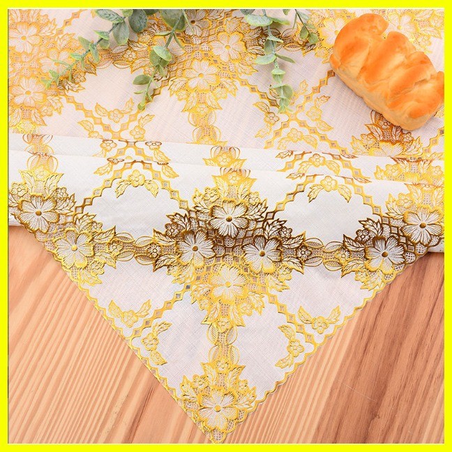 PVC Table Cover Gold Mantel Tablecloth Waterproof & Oilproof Table ...