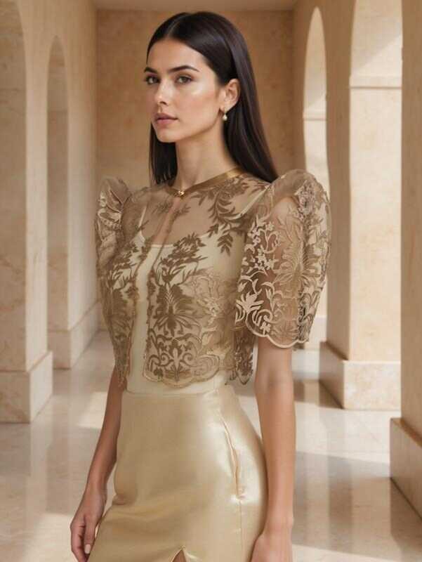 Modern Filipino Tops Bolero Embroidered Lace Floral Pattern For Women ...