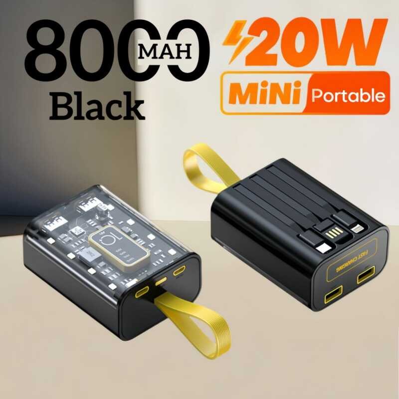TISSOA Power Bank Led 20W MINI Built-In 4 Charging Cables Original ...
