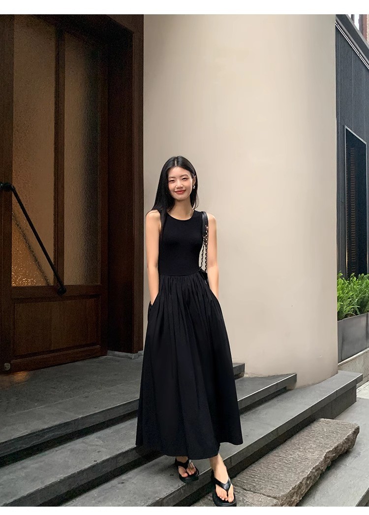 Beryl Summer sleeveless dress slim waist knitted dress eleganteng mid ...