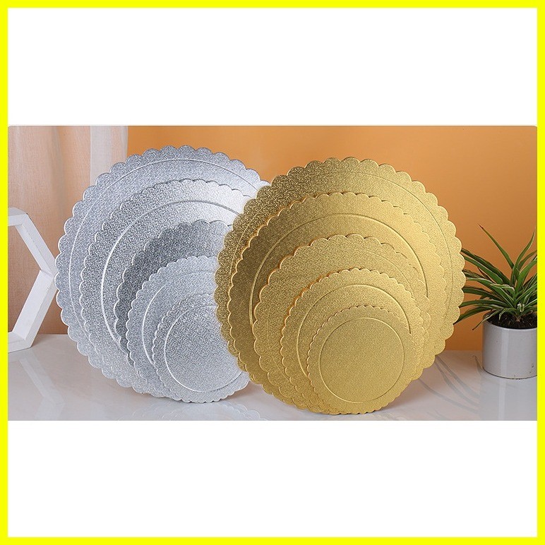 Cake Board 10 pcs /5 pcs Laminated Scalloped Metallic Silver Gold Round ...
