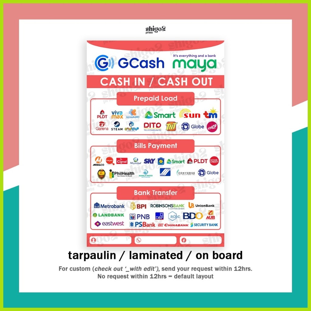 Red Gcash Maya All-In-One Bills Payment Business Tarpaulin and ...