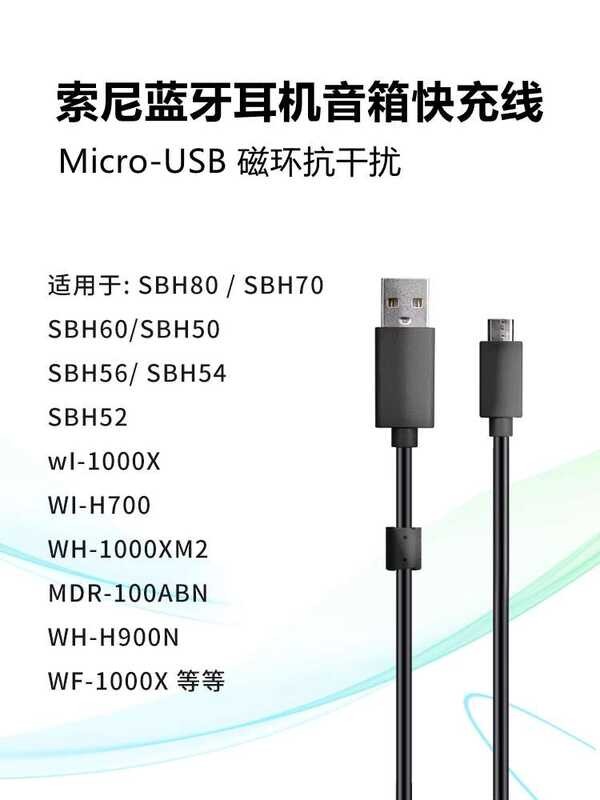 Compatible with Sony Micro USB WI WF-1000X WH-H900N SBH80 WH-1000XM2 ...