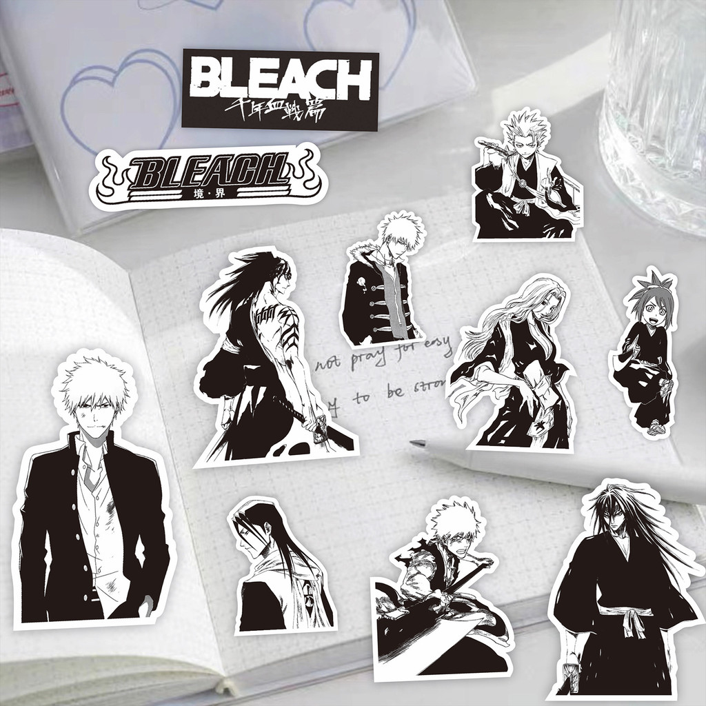 75Pcs Bleach Sticker Pack - Ichigo, Orihime & Rukia Black White Decals ...
