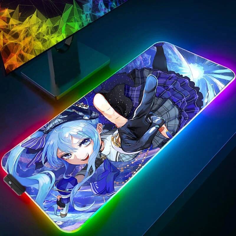 Hoshimachi Suisei Hololive Mouse Pad LED Kawaii Anime Girl Mousepad XXL ...
