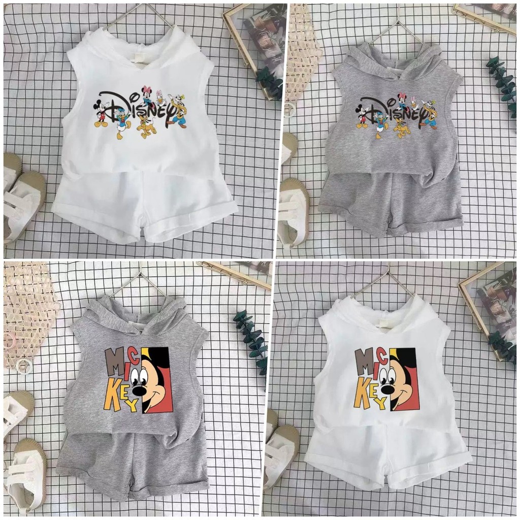 Children's suit, cartoon vest, hooded top, girl sleeveless boys, shorts ...