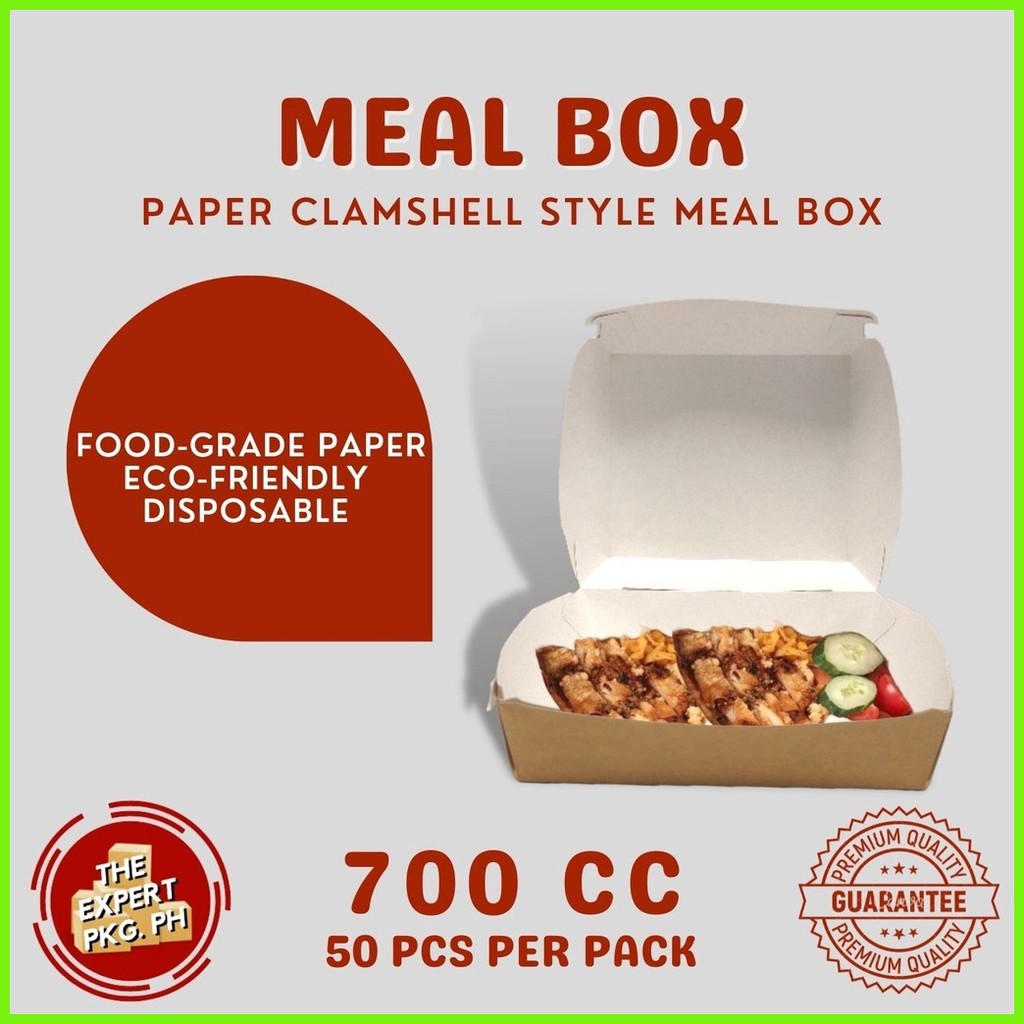 700cc Lunch Box Paper Clamshell Large Takeout [ 50pcs ] Brown Coated ...