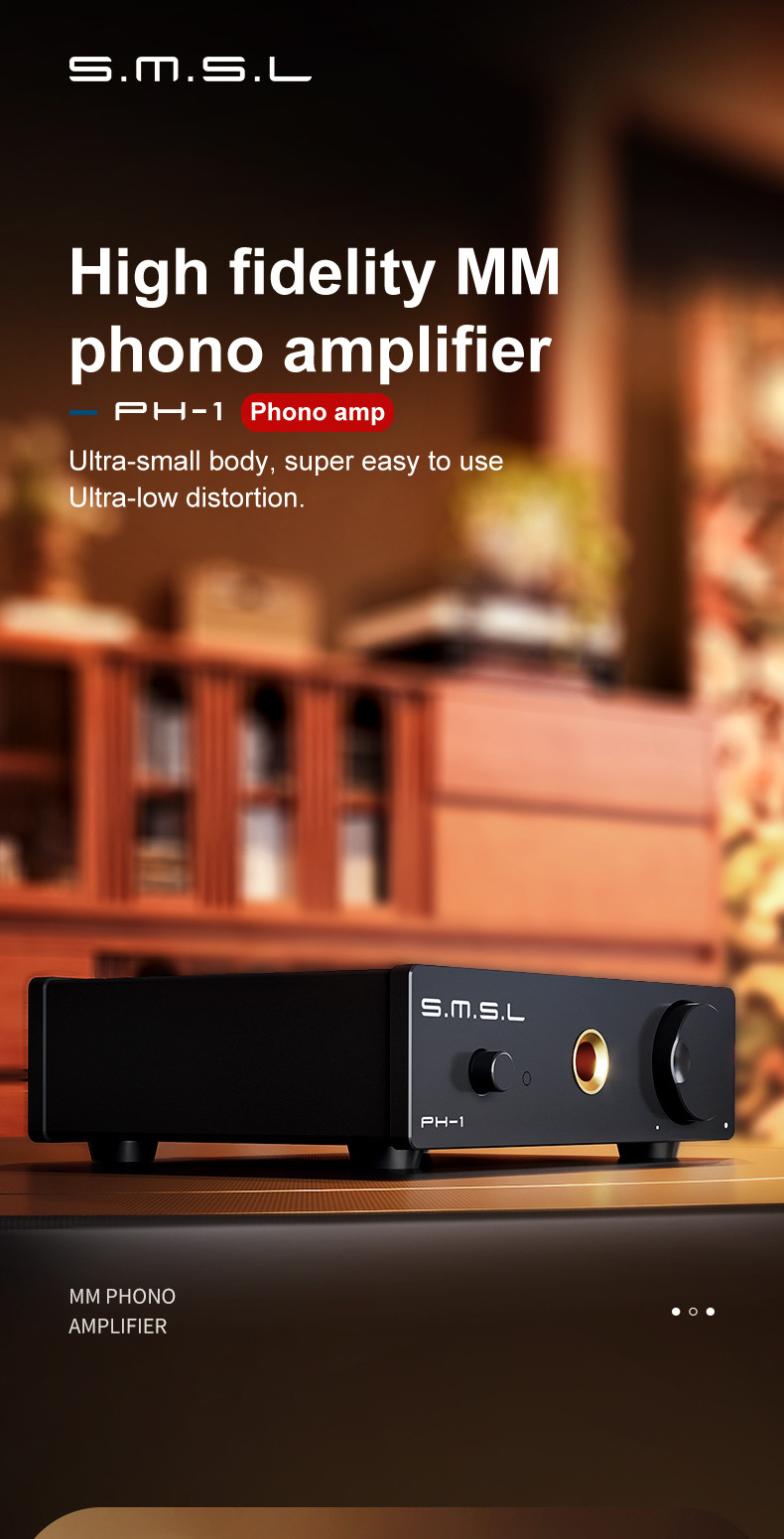 SMSL PH-1 amplifier High fidelity MM phono AMP Gold gain 46dB ultra-low ...