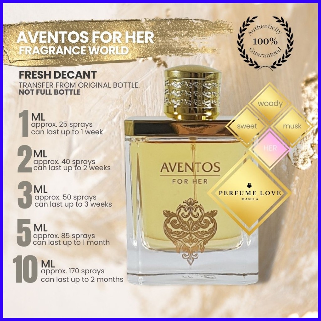 PERFUME DECANT Fragrance World Aventos for her woody, sweet, musk notes ...