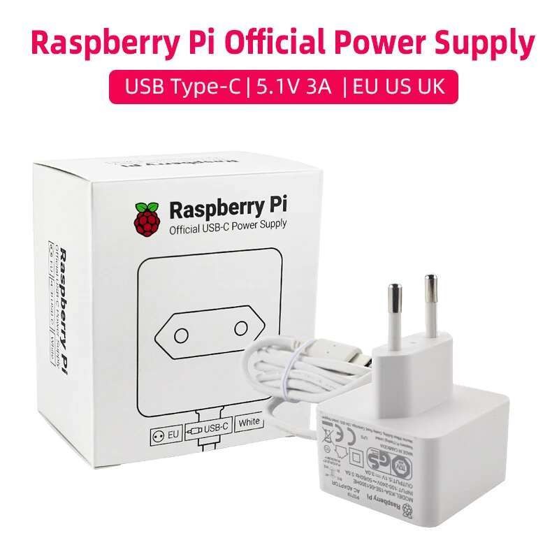 VN Original Raspberry Pi 4 Official USB-C Power Supply 5.1V 3A White ...