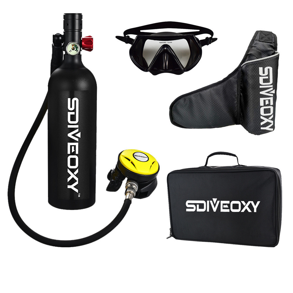 SDIVEOXY Diving Respirator 1000ML Diving Oxygen Tank Snorkeling Oxygen Cylinder Portable Diving ...