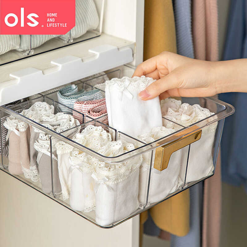 OLS Transparent Underwear Organizer Wardrobe Clothes Storage With ...