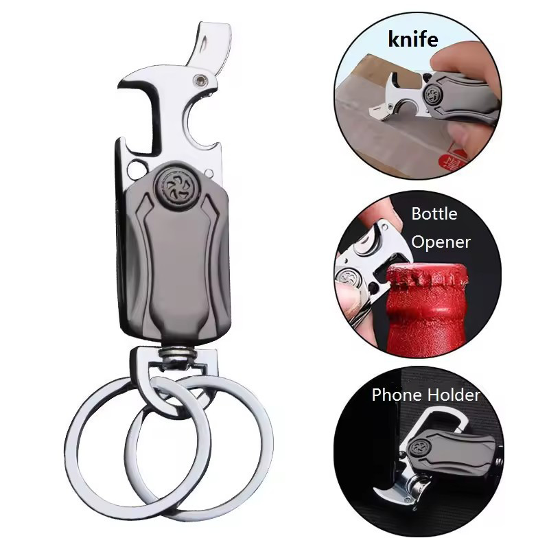 Retractable Metal Keychain Stretchable Key Ring Heavy Duty Anti-Lost ...