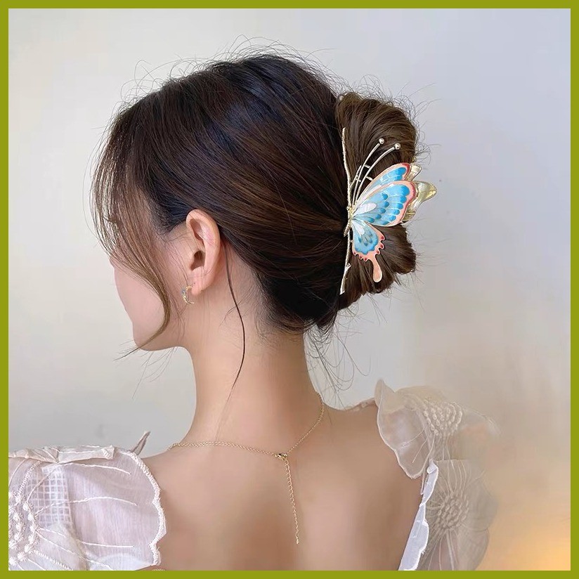 emie Fashion new butterfly style Claw Hair Clip for Women Elegant Gold ...