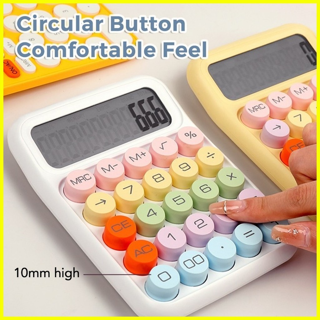 12 Digits Large Display Candy Color Calculator Mechanical Dot Keyboard ...