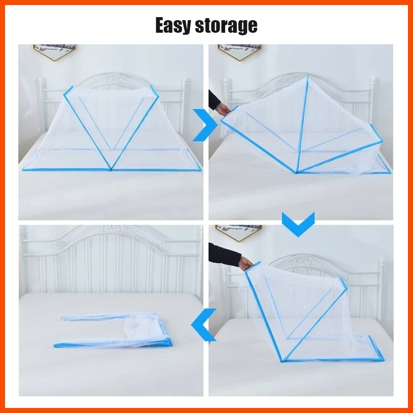 ♟ Foldable Mosquito Net Installation free Portable 1.8 King/1.5 Queen ...