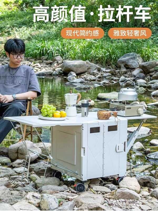 Foldable Grocery Camping Cart, Small Pull Cart, Outdoor Picnic Trolley ...