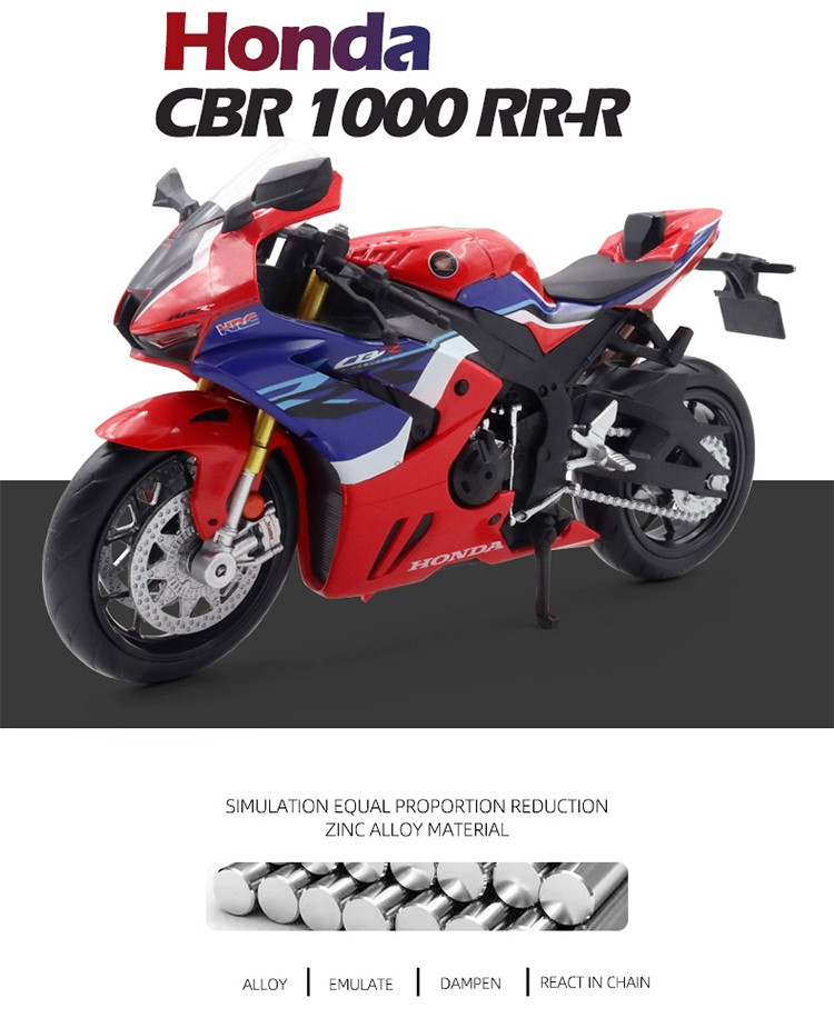 KLT 1:12 Honda CBR1000RR Fireblade Motorcycle Diecast Model Car Alloy ...