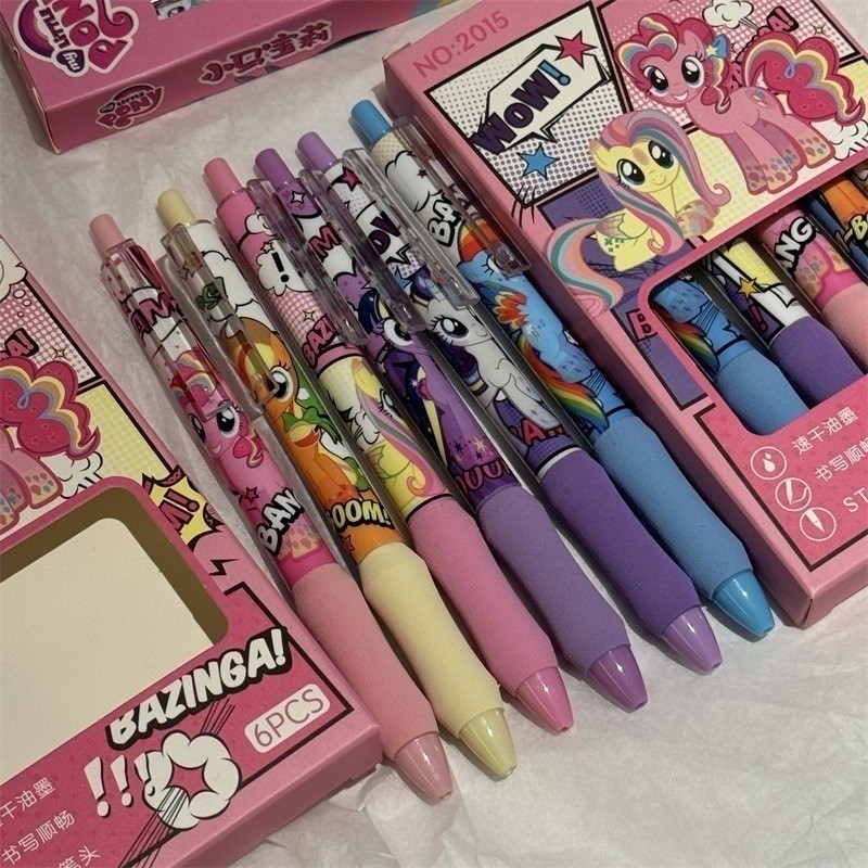 6Pcs/box Creative Kawaii My Little Pony Gel Pen Cartoon 0.5mm Pen ST ...