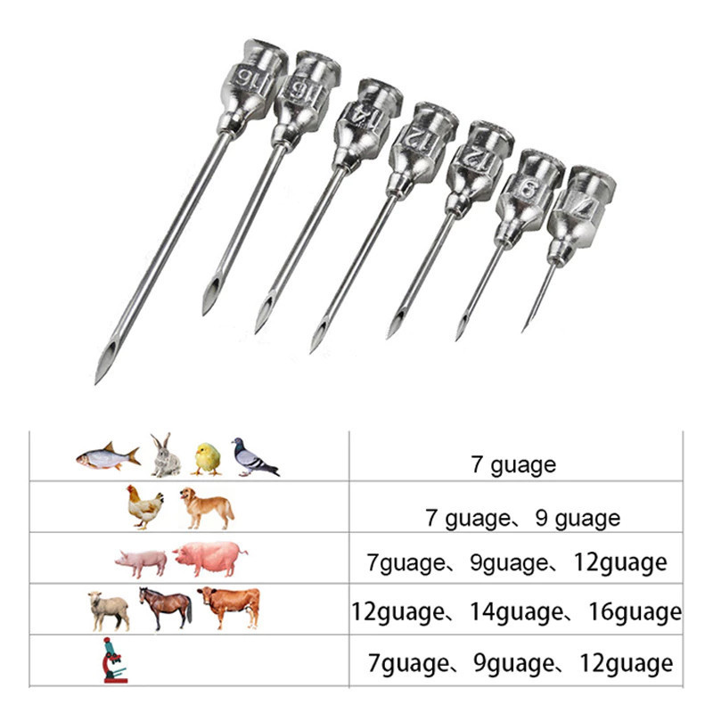 10Pcs Syringe needles stainless steel veterinary syringe vaccine needle ...
