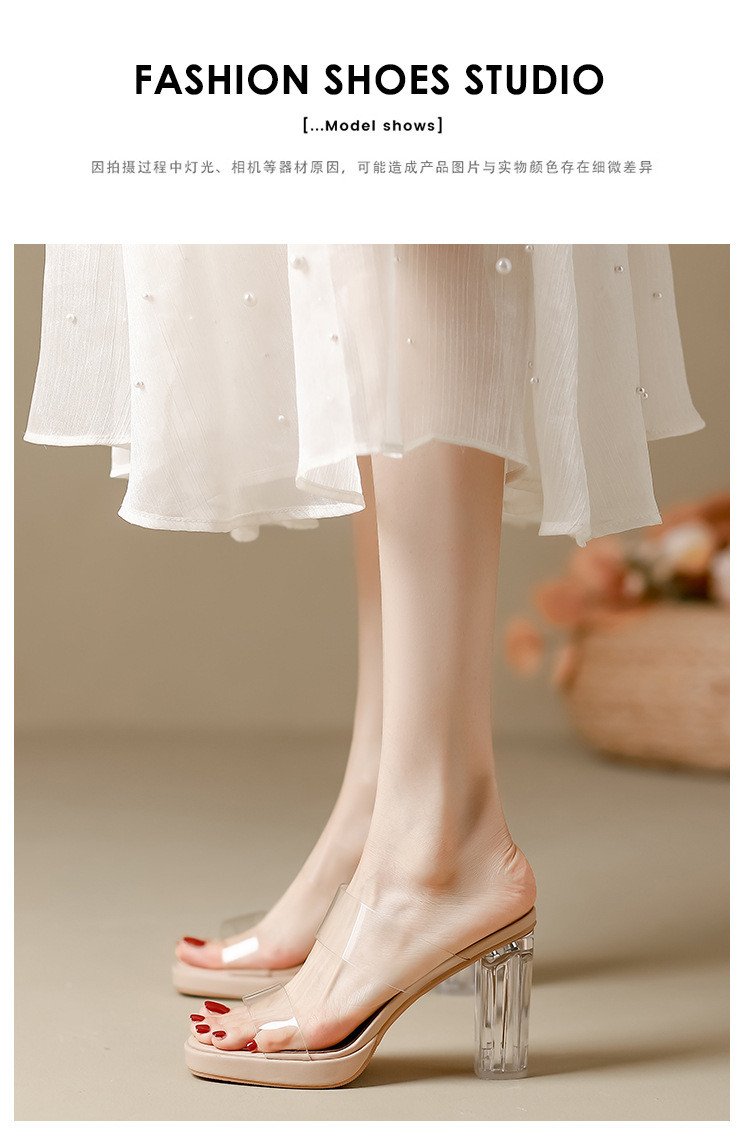 LYS Sandals for Women High Heels Women Transparent double strap 9cm ...