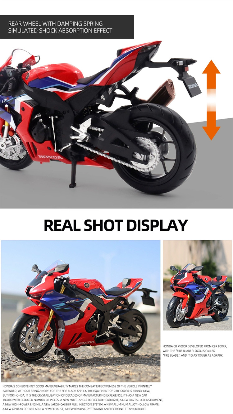 KLT 1:12 Honda CBR1000RR Fireblade Motorcycle Diecast Model Car Alloy ...