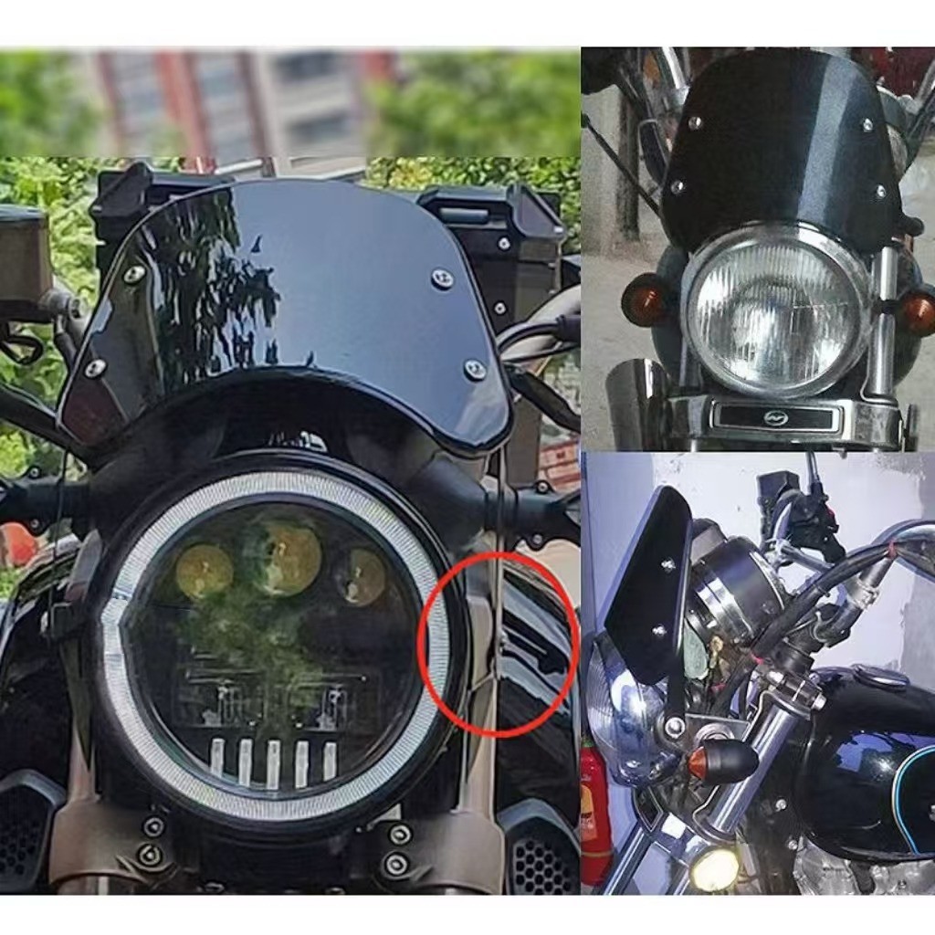Motorcycle 5-7 inch Universal Headlight Windshield Windscreen Wind ...