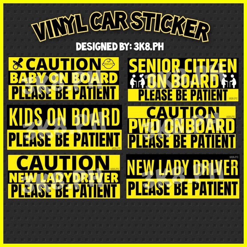 Vinyl Car Stickers CAUTION | OWN DESIGN | baby Onboard | kids Onboard ...