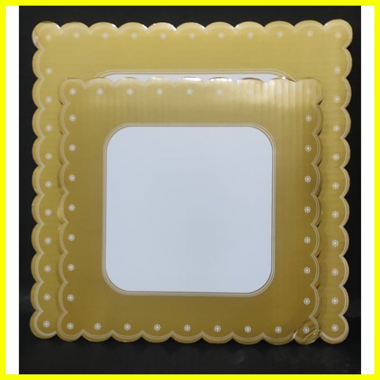 10X10 CAKE BOARD ORDINARY SCALLOP GOLD SQUARE CORRUGATED (10 PCS ...