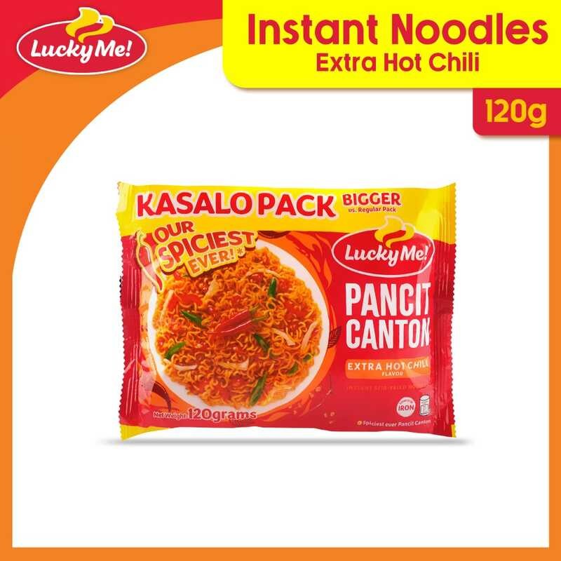 Lucky Me Pancit Canton Instant Noodles Extra Hot Chili Kasalo Pack 120G ...
