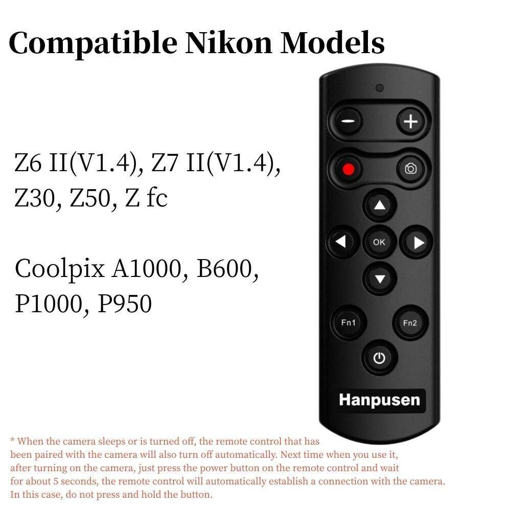 Hanpusen ML-L7B Wireless Remote Control Shutter Release for Nikon Z5 Z30 Z6II Z7II Zfc Z50 P950 ...
