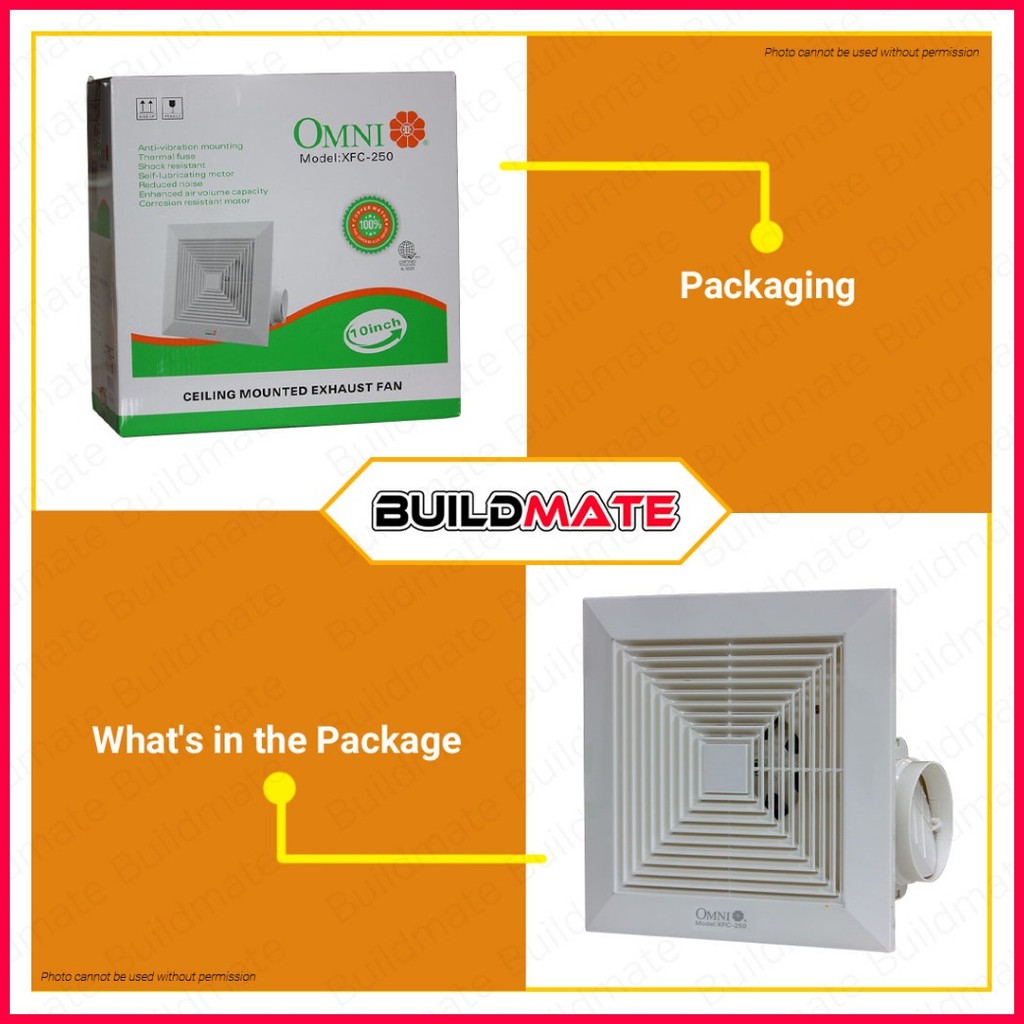 BUILDMATE Omni Ceiling Mounted Exhaust Fan 10" Inch Kitchen Exhaust Fan ...