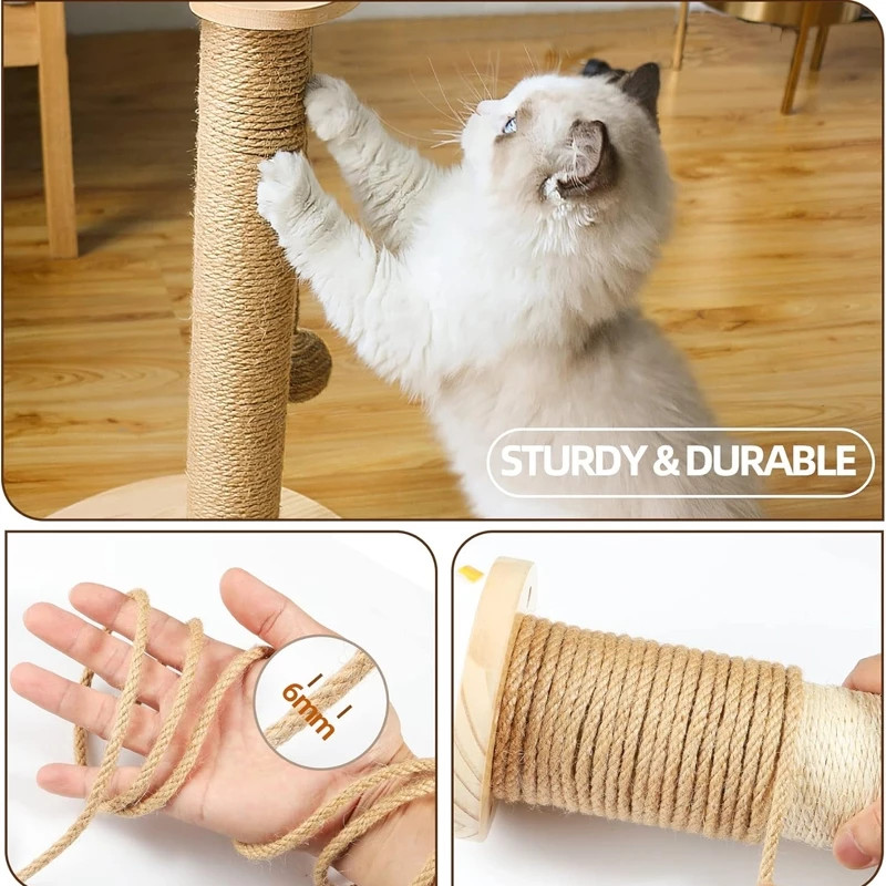 10M*2/4/6/10MM DIY Cat Scratch Rope Jute Rope Wrapped with Sisal Rope ...