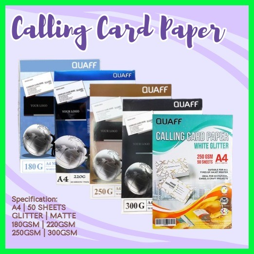 QUAFF Calling Card Paper Matte | Glitter 180GSM / 220GSM/ 250GSM ...