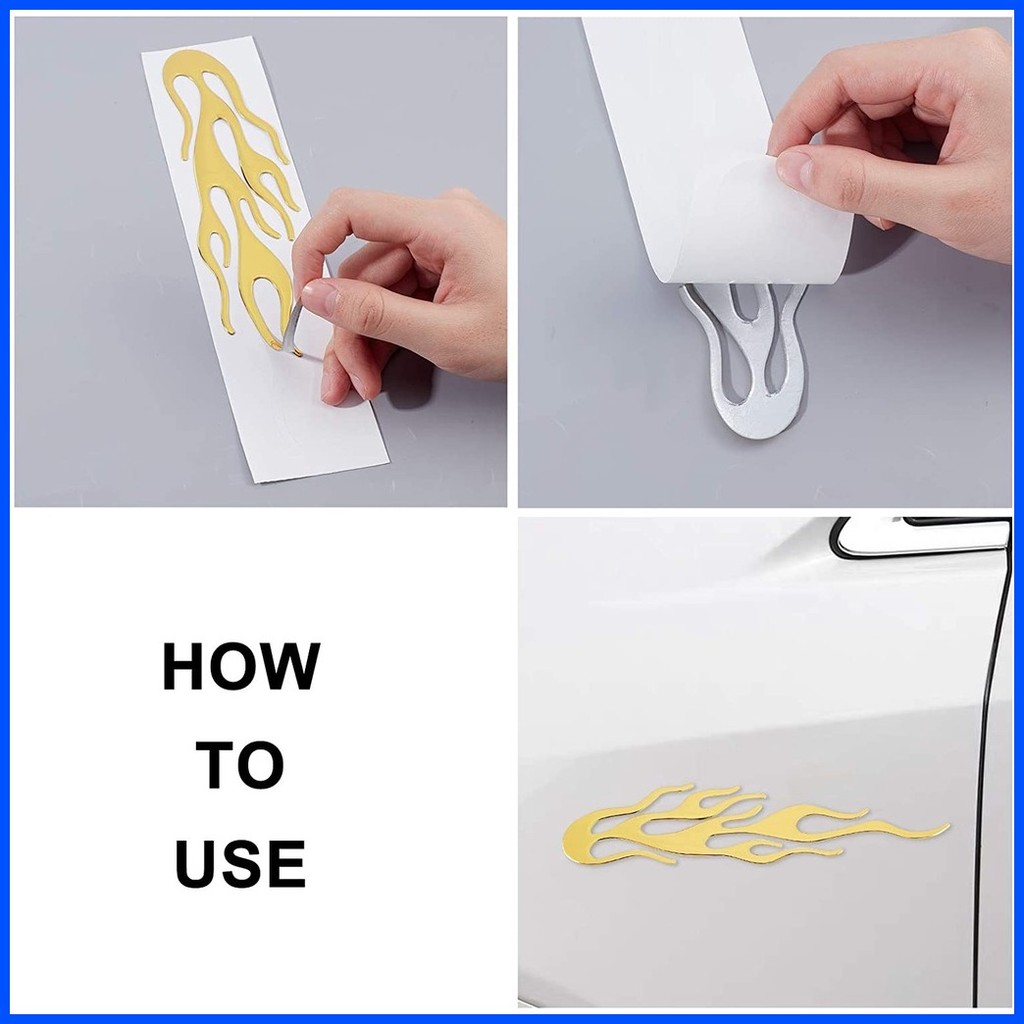3D Flame Decals, Simulation Red Yellow Silver Flame Sticker Fits for ...