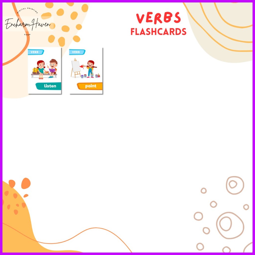 'VERBS' Fully Laminated Educational Flashcards [27 pcs. Flashcard ...