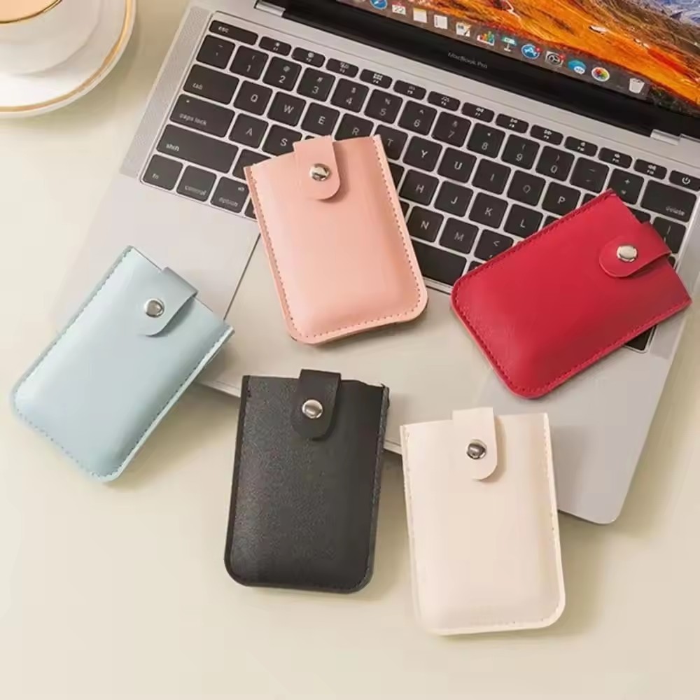 Leather Slim Card Holder Quick Access Pull Tab Lining Soft Cowhide Men ...