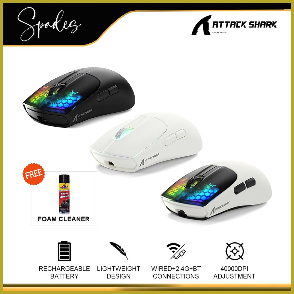 Attack Shark X5 Wireless Gaming Mouse Tri-Mode 2.4G USB-C Wired ...