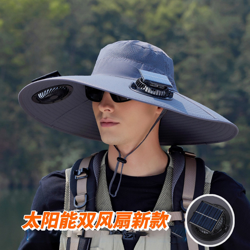 Solar Energy Dual Fan Hat Men's Summer Outdoor Mountaineering Fishing ...