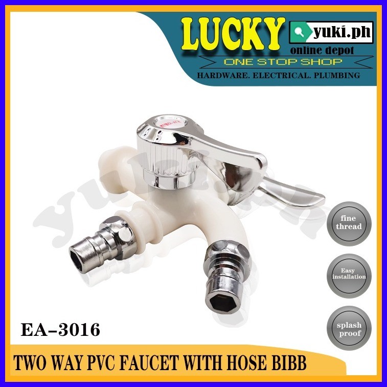 EA3016 TWO WAY PVC FAUCET LEVEL TYPE HANDLE WITH HOSE BIBB | Shopee ...