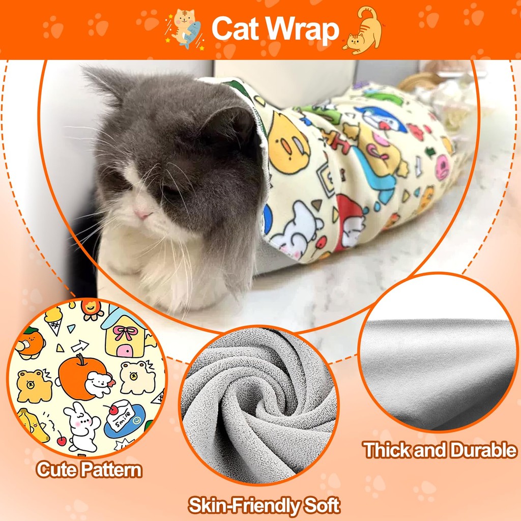 Magic Cat Wrap Anti Escape Grooming Bag Self Adhesive Cat Swaddle Wrap ...