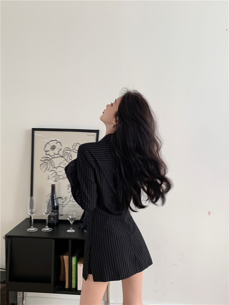 Body-Hugging Pinstripe Blouse for Women – Sexy Slim Fit Vintage Long ...