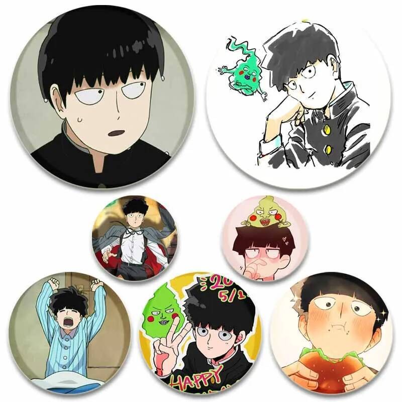 Mob Psycho 100 Round Brooch Mobu Saiko Hyaku Enamel Pin Anime ...