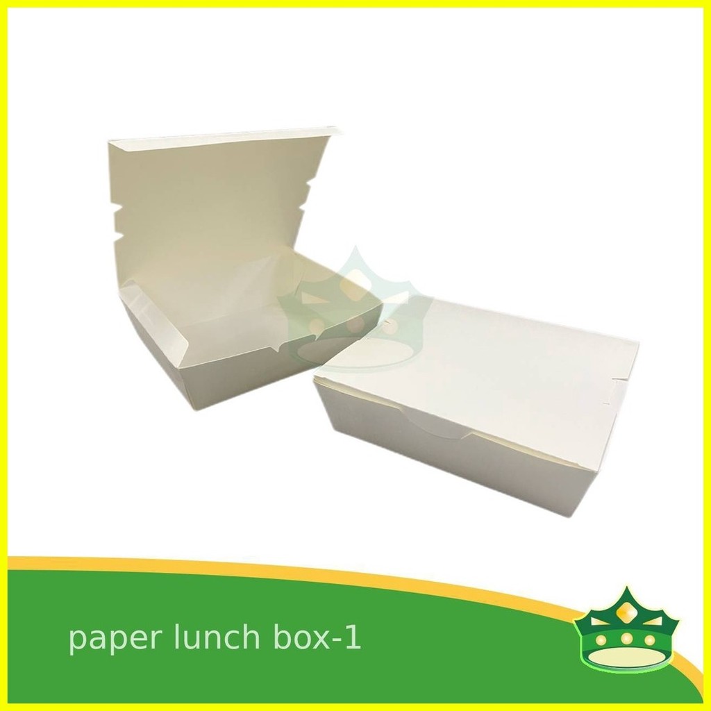 [25 pcs] paper lunch box 1 white laminated for large meals, viands ...