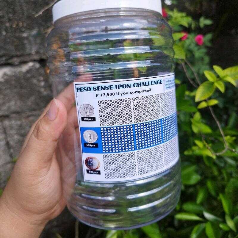 Coins 5,10, 20 PESOS SENSE IPON CHALLENGE Alkansya Transparent Clear ...