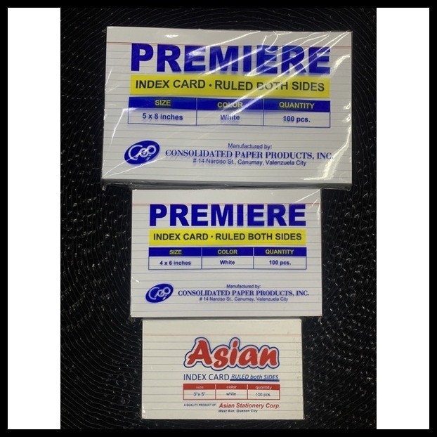 INDEX CARD WHITE (1/8)3X5 , (1/4)4X6 , (1/2)5X8 - 1PACK(100PCS ...