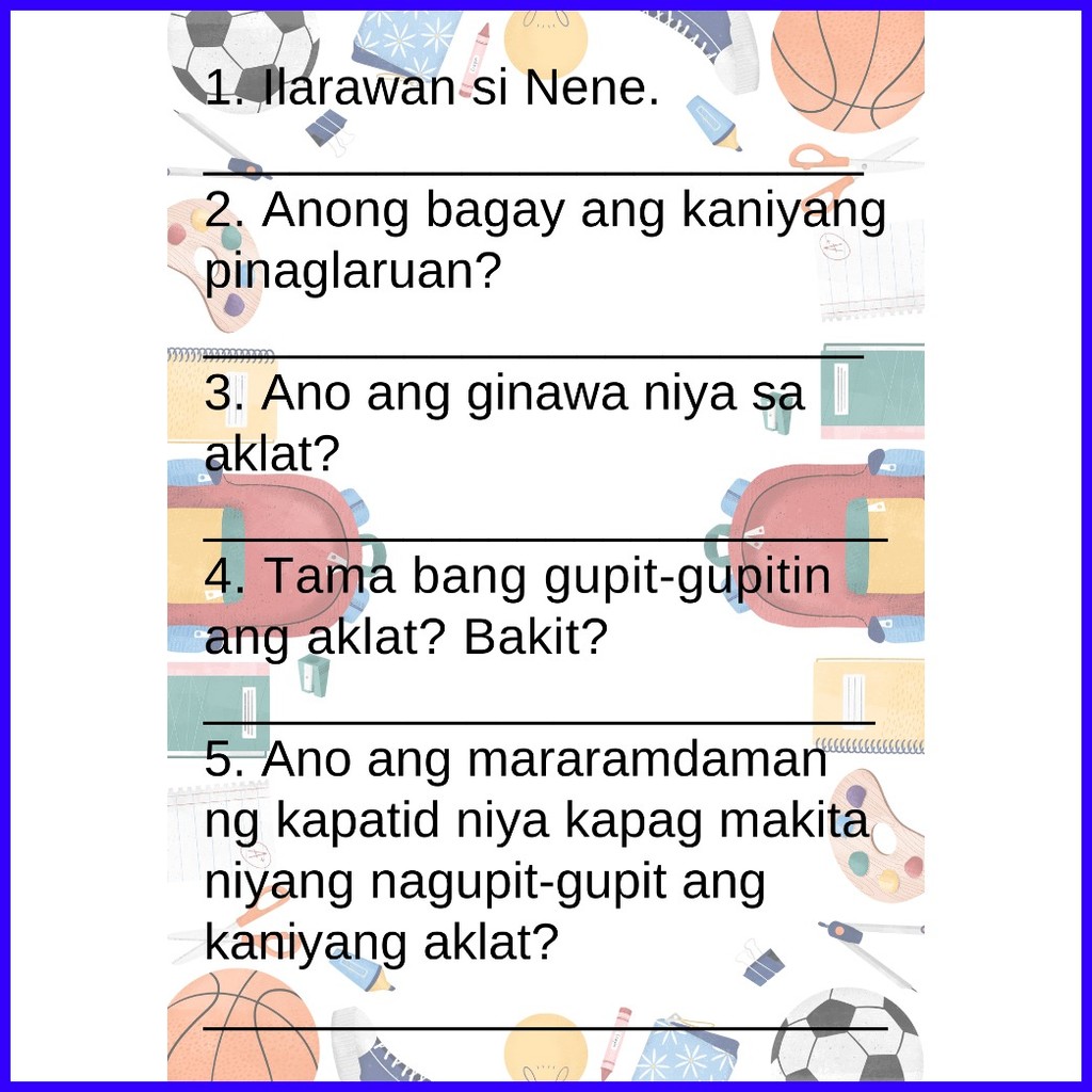 Pagbasa at Pagunawa Tagalog Filipino reading and comprehension Printed ...