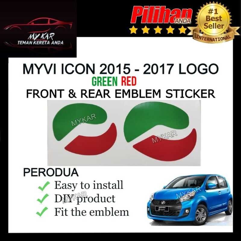 Perodua Myvi Icon 2015~2017 - RED GREEN STICKER 2 PCS (Front & Rear ...