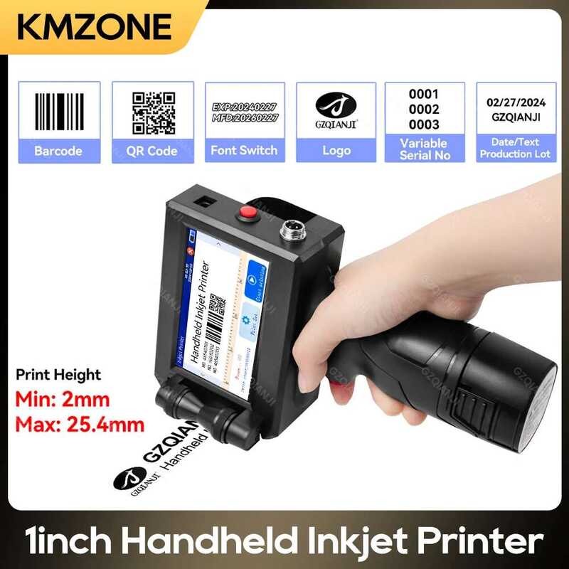 25.4mm Label Handheld Inkjet Printer QR Bar Batch Code Number Expiry ...
